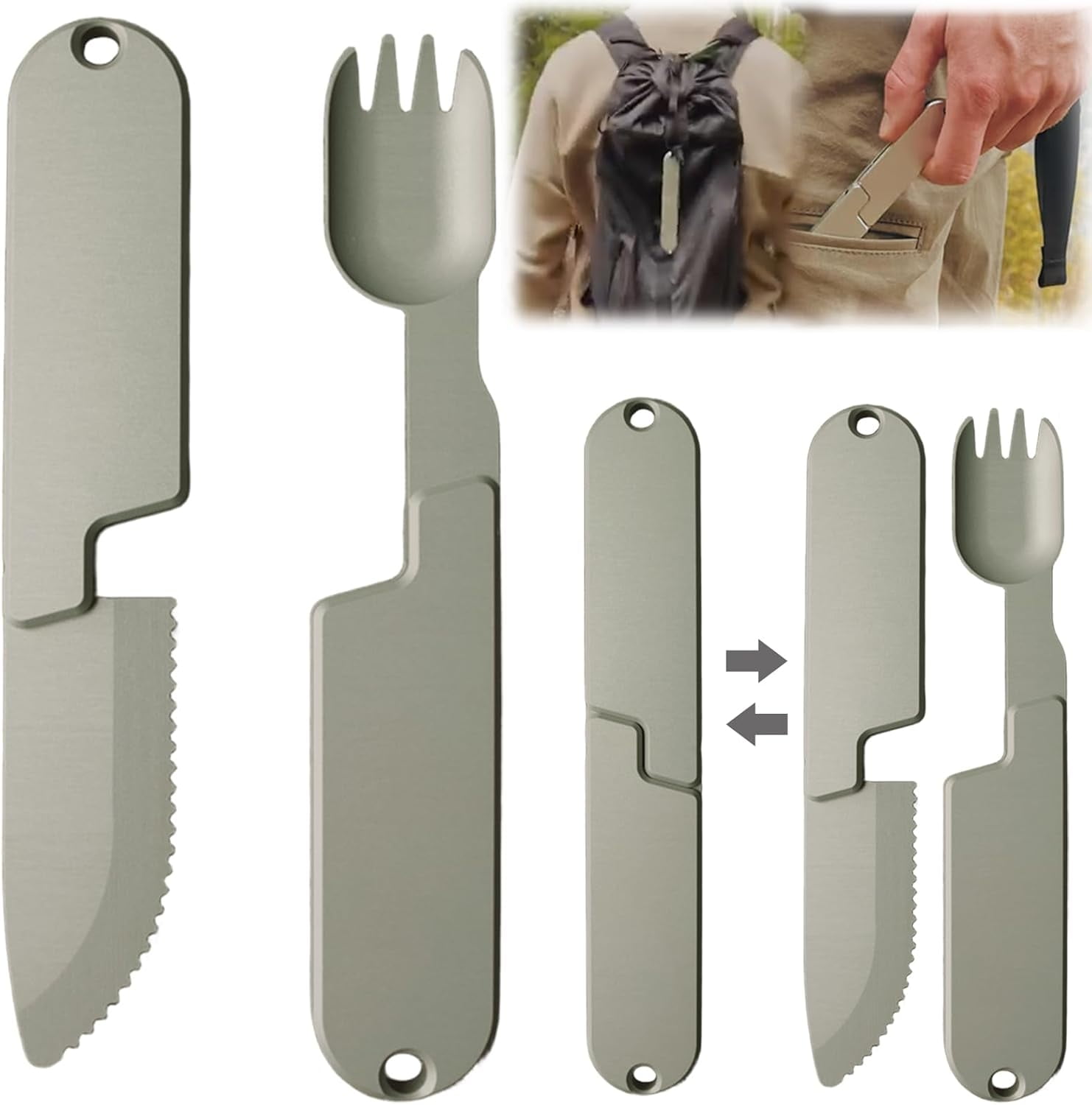 Copack Utensil Camping Eating Utensils Set Magnetic Picnic Spoon Fork Knife Combo 2 in 1 ...