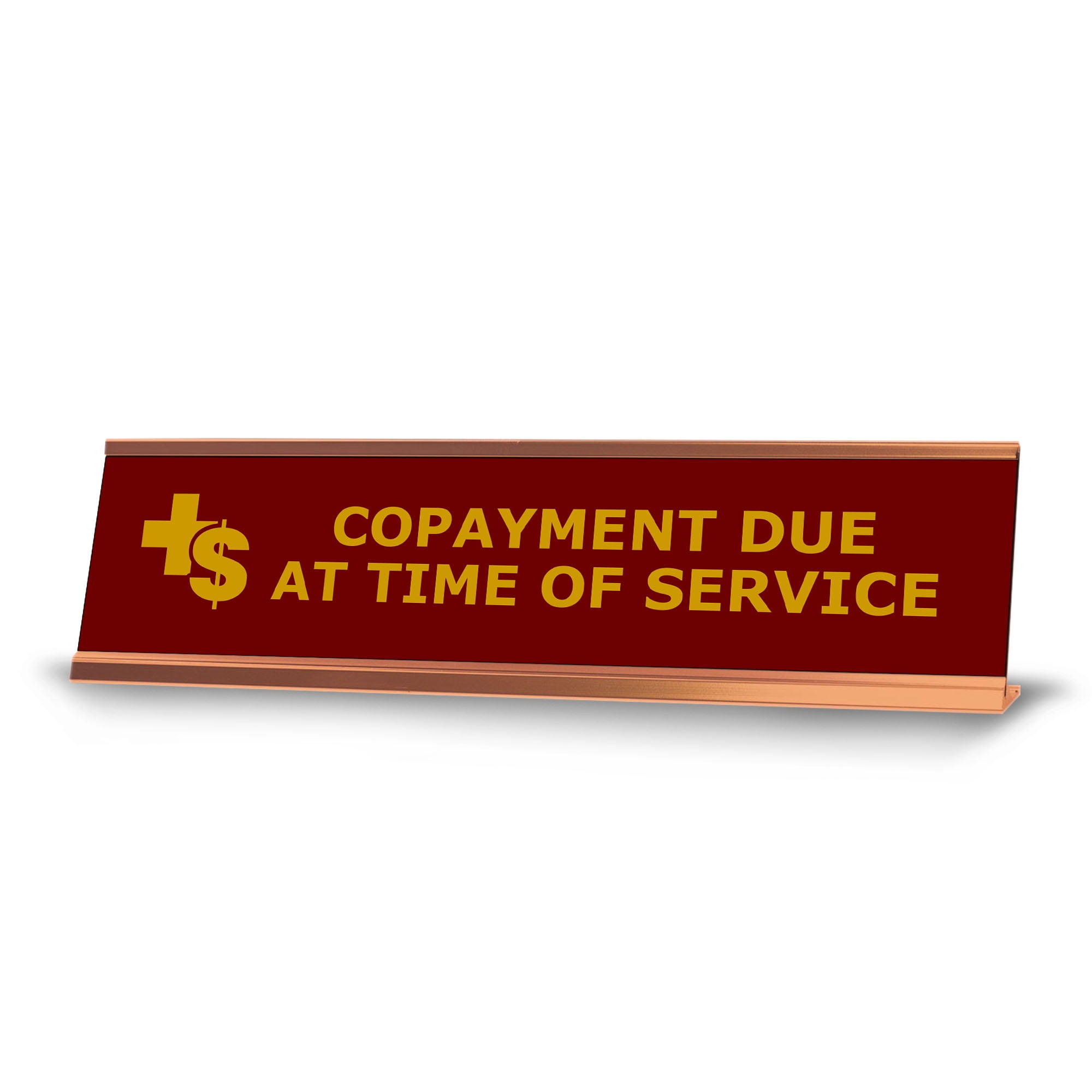 Copayment Due At Time of Service, Redwine Gold Frame, Desk Sign (2x8 ...