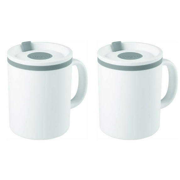 Copco Iconic Desk Mug, 16 oz, Double Wall Insulation, Gray and White, 2 ...