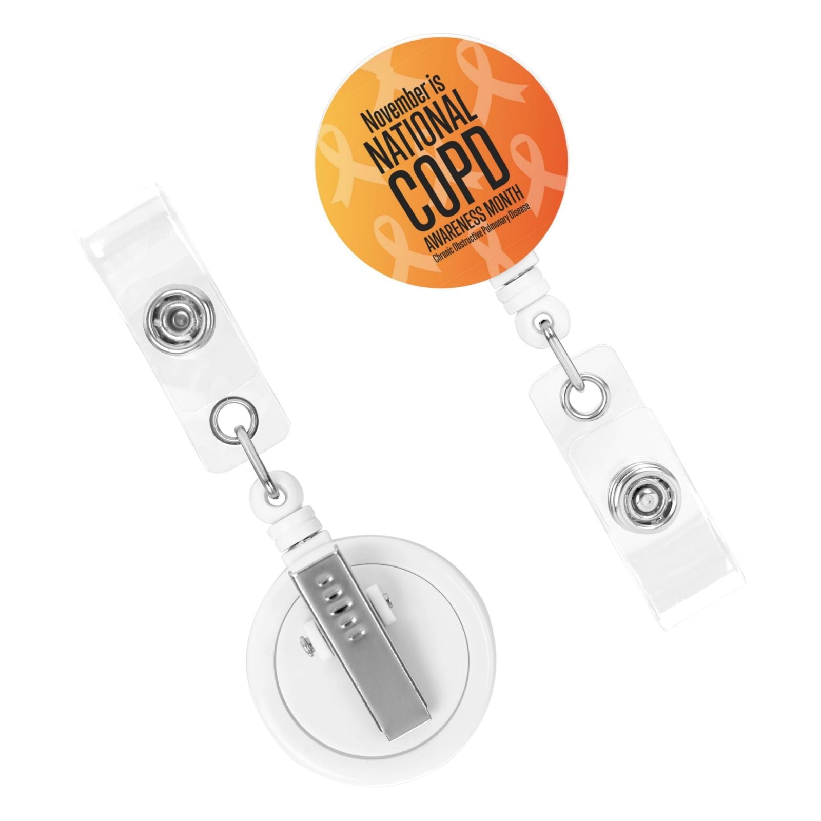 Copd Awareness Month Orange Ribbon Badge Reel Retractable Badge Clip Id ...