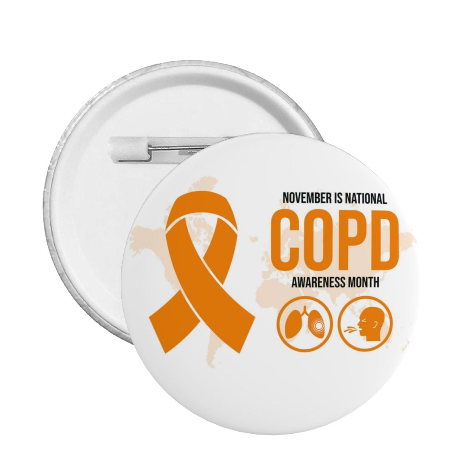 Copd Awareness Month Orange Ribbon Pin Button Badge, Personalised ...