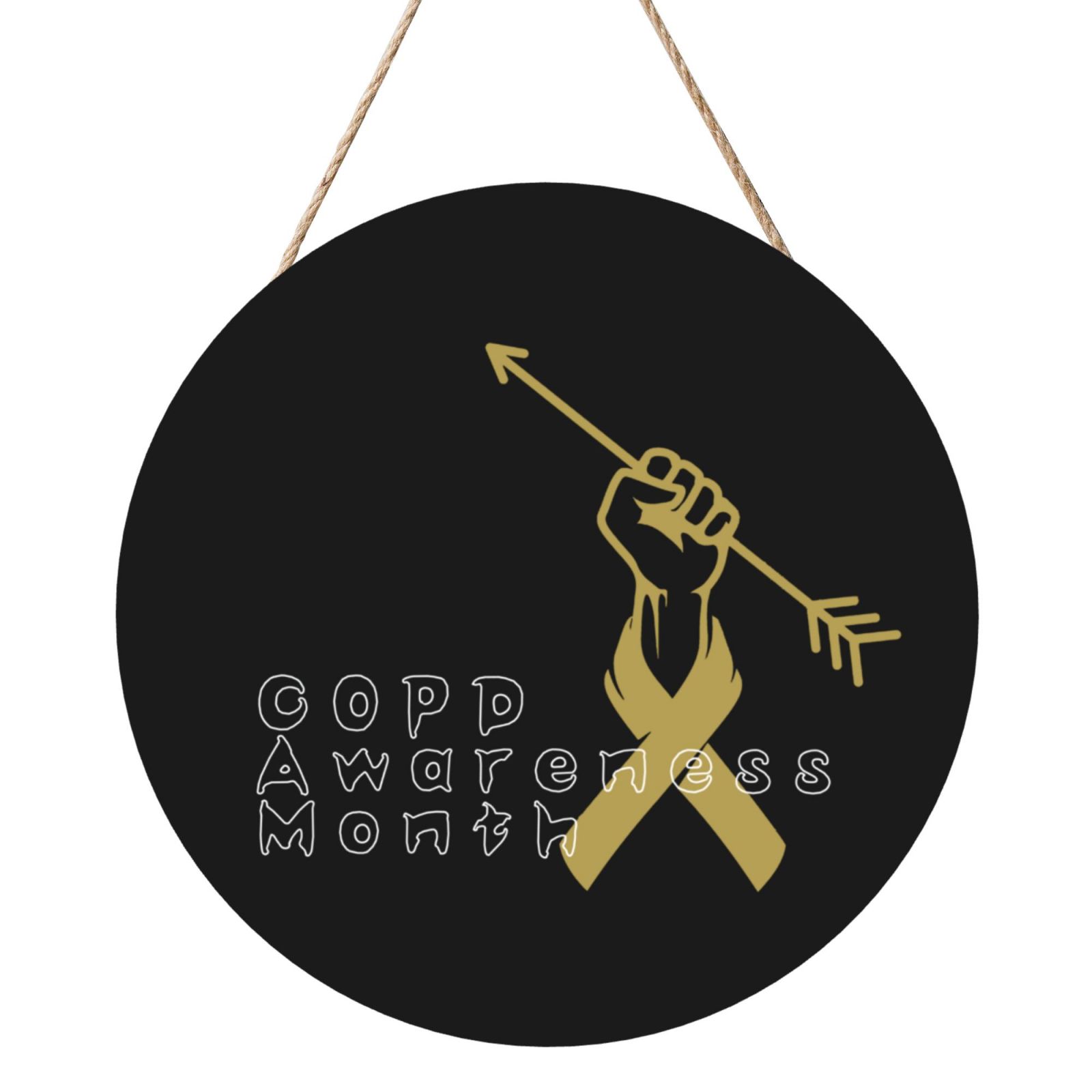 Copd Awareness Month Orange Ribbon Wooden Hanging Sign Ornament Welcome ...