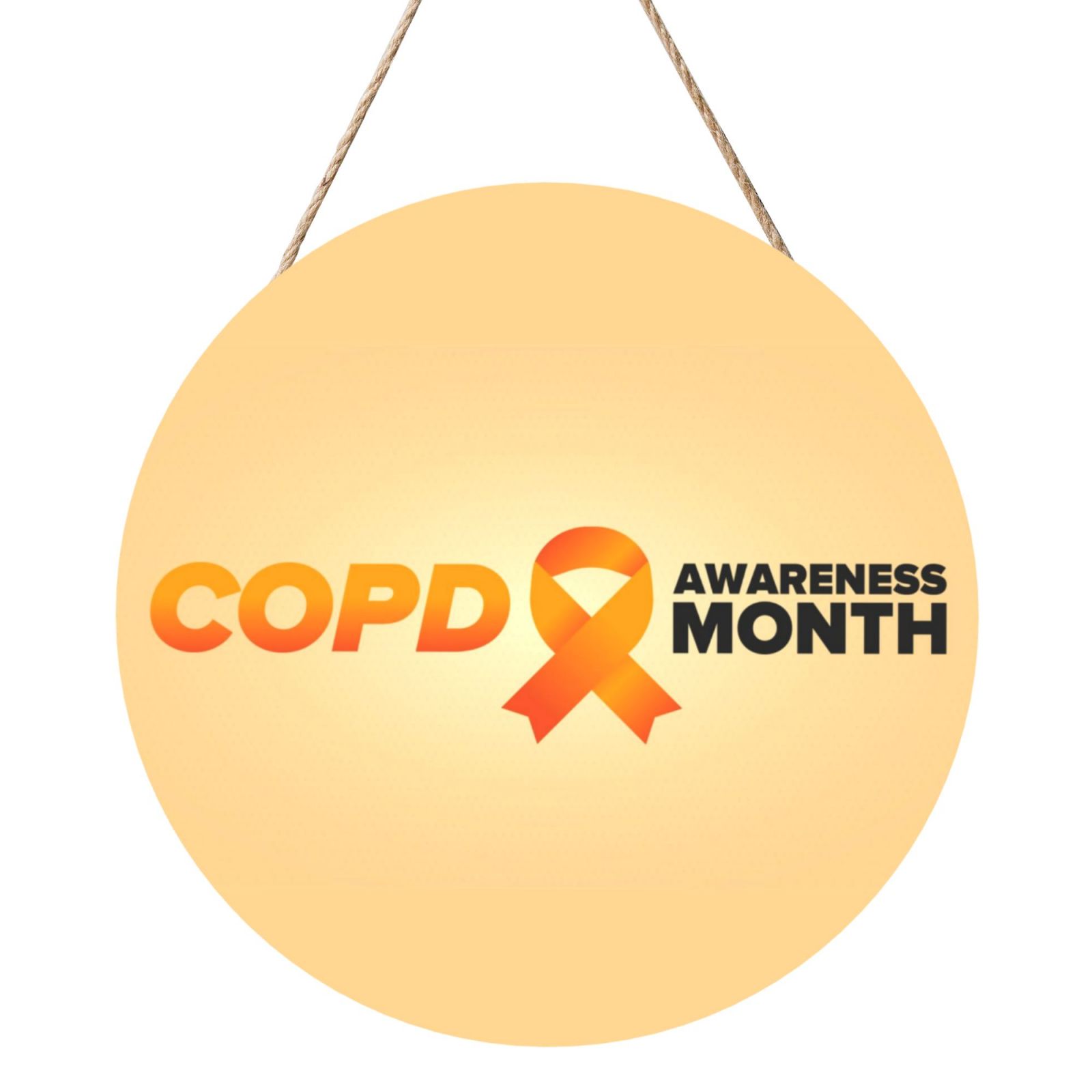 Copd Awareness Month Orange Ribbon Wooden Hanging Sign Ornament Welcome ...