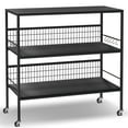 40" Rolling Kitchen Cart Island with Wheels and Storage Shelves ...