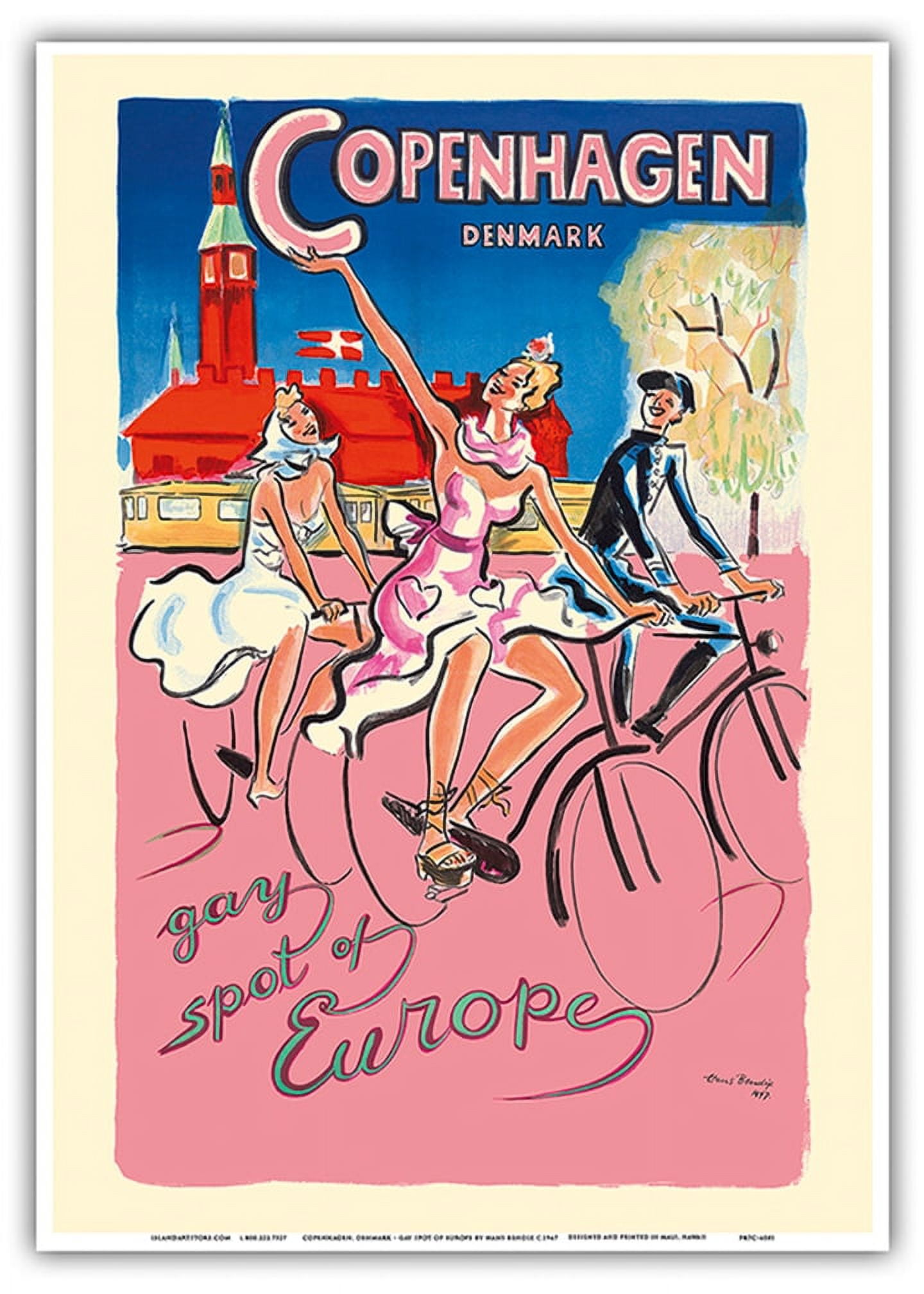 Copenhagen Denmark - Gay Spot of Europe - Vintage Travel Poster by Hans ...
