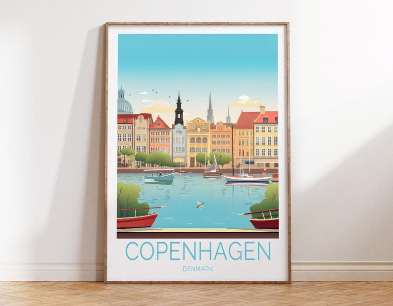 Copenhagen Denmark Poster – Wall Art, Copenhagen Print, Denmark ...