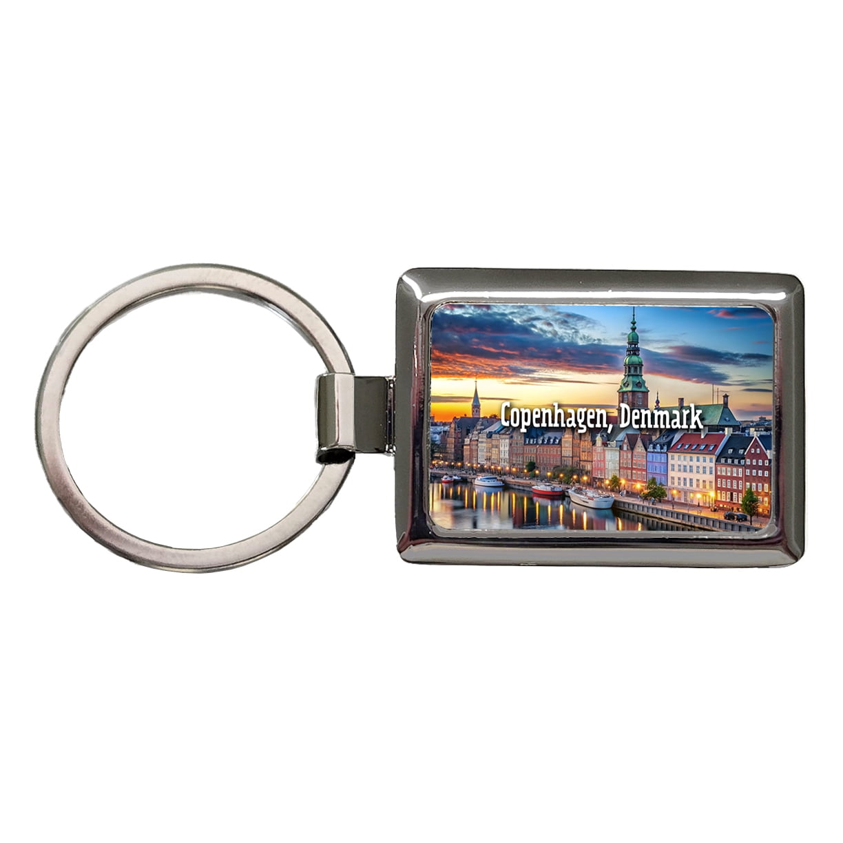 Copenhagen, Denmark Travel City Country Stamp Metal Rectangle Keychain ...
