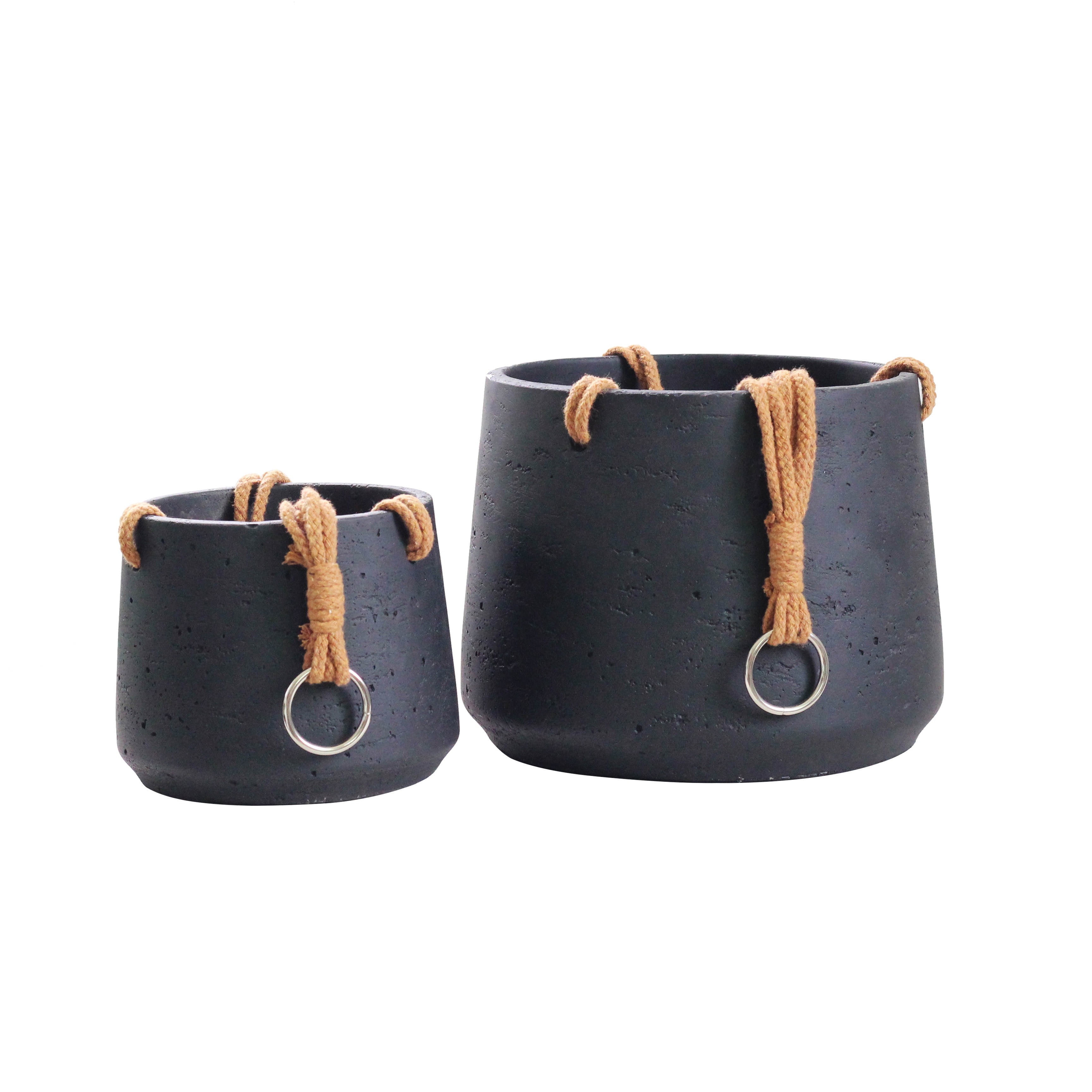 Copenhagen Matt Black Ceramic Hanging Plant Pots, Set of 2, Indoor ...