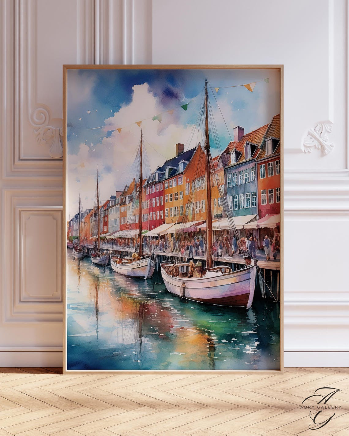 Copenhagen Nyhavn Canal Poster, Scandinavian Wall Art, Unframed Canvas ...