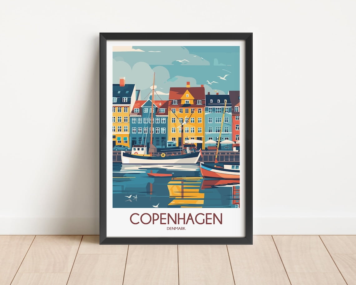 Copenhagen Poster Denmark Scenic City Wall Art Decor, Unframed Poster ...