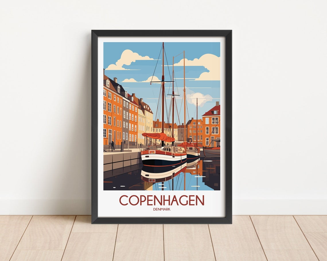 Copenhagen Poster Denmark Scenic City Wall Art Decor, Unframed Poster ...
