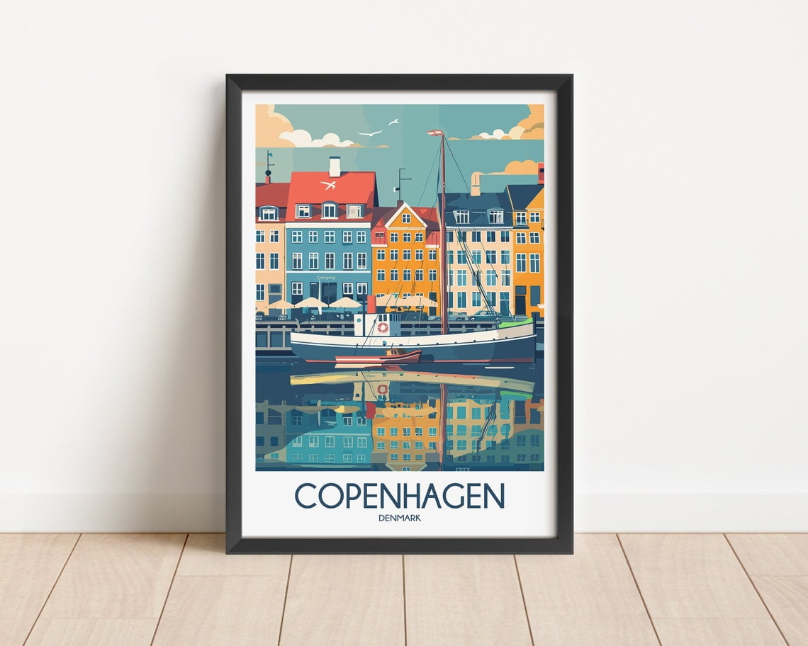 Copenhagen Poster Denmark Scenic Travel Wall Art Decor, Unframed Poster ...