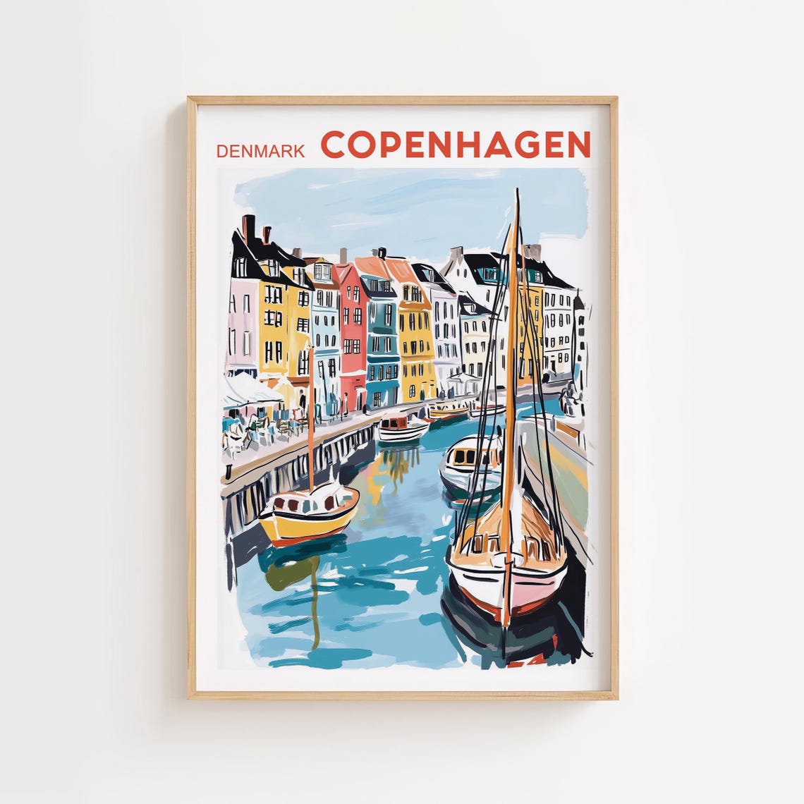 Copenhagen Poster, Nyhavn Denmark Wall Art, Copenhagen Cityscape ...