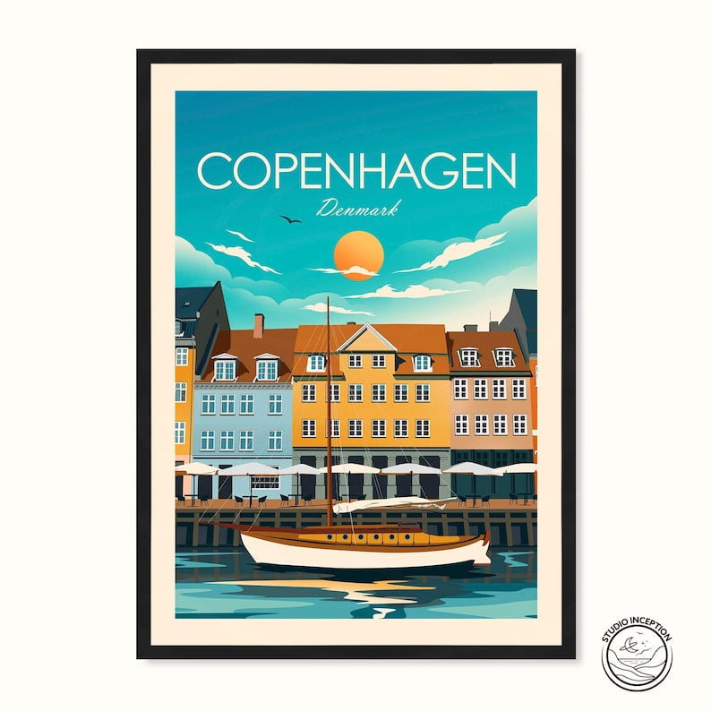 Copenhagen Travel Print | Denmark | Wall Art | Travel Poster - Walmart.com