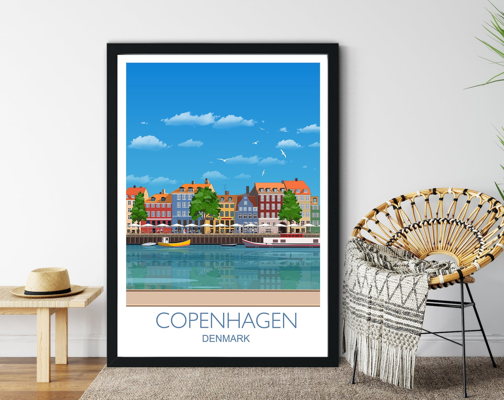 Copenhagen Travel Print, Travel Poster of Copenhagen, City of ...