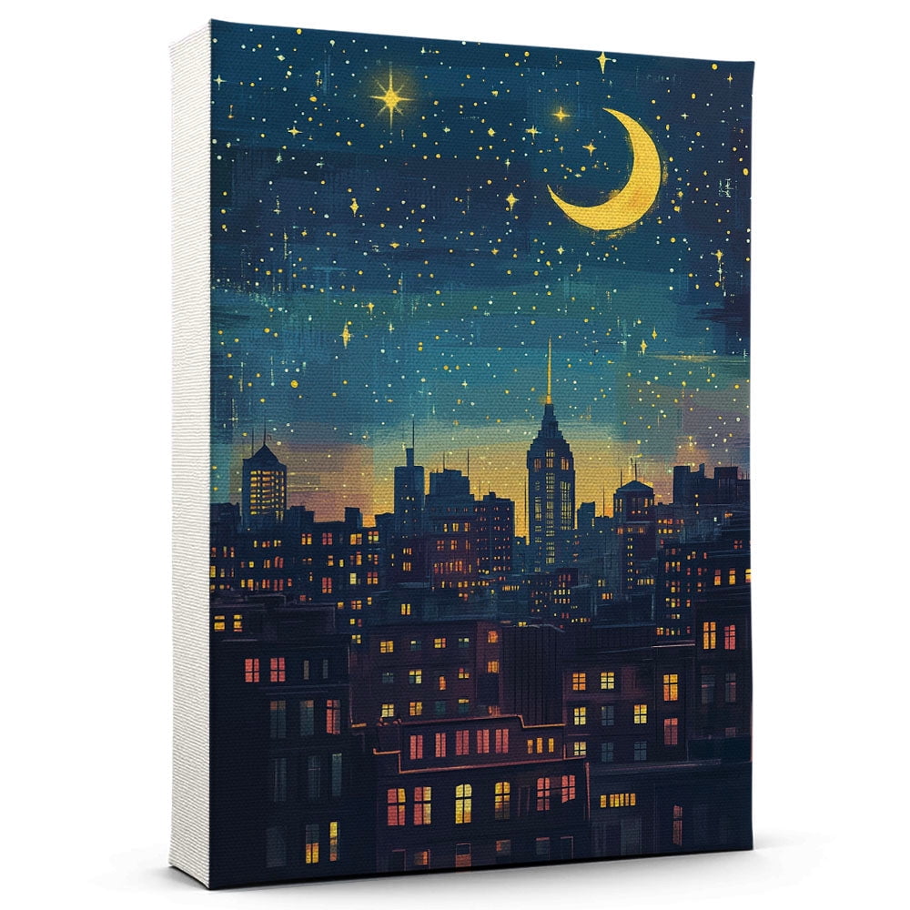 Copenhagens Travel Canvas Art Print, Denmark Wall Canvas Starry Night ...