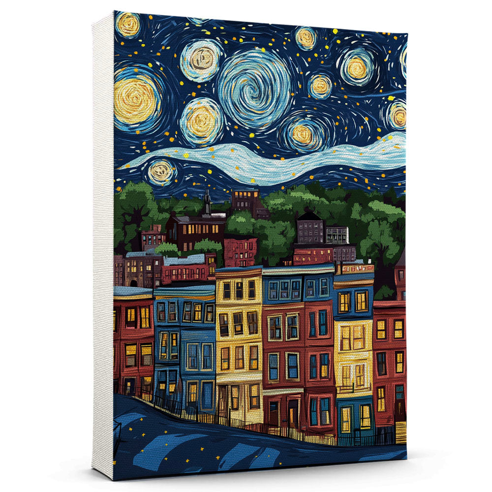 Copenhagens Travel Starry Night Canvas Print, Denmark Canvas Wall art ...