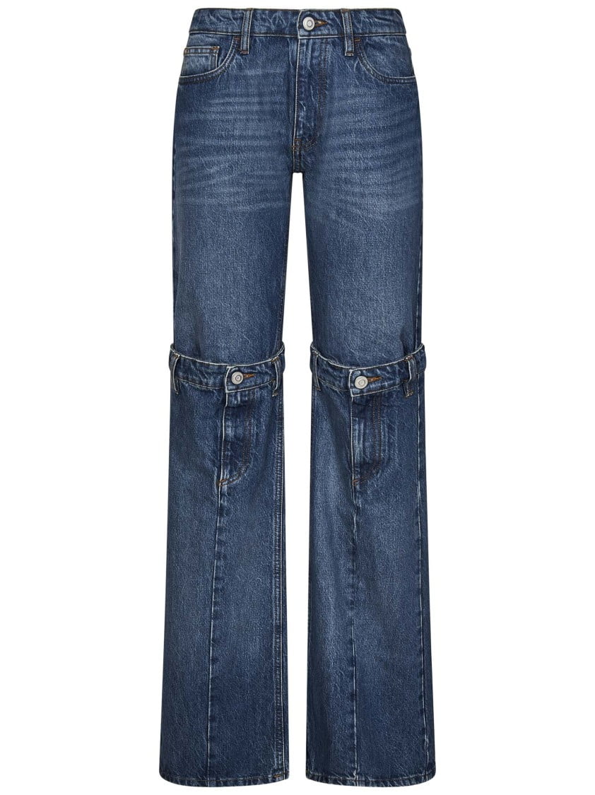 Coperni Women's Layered Blue Jeans With Open Knee Design Blue Sizes ...