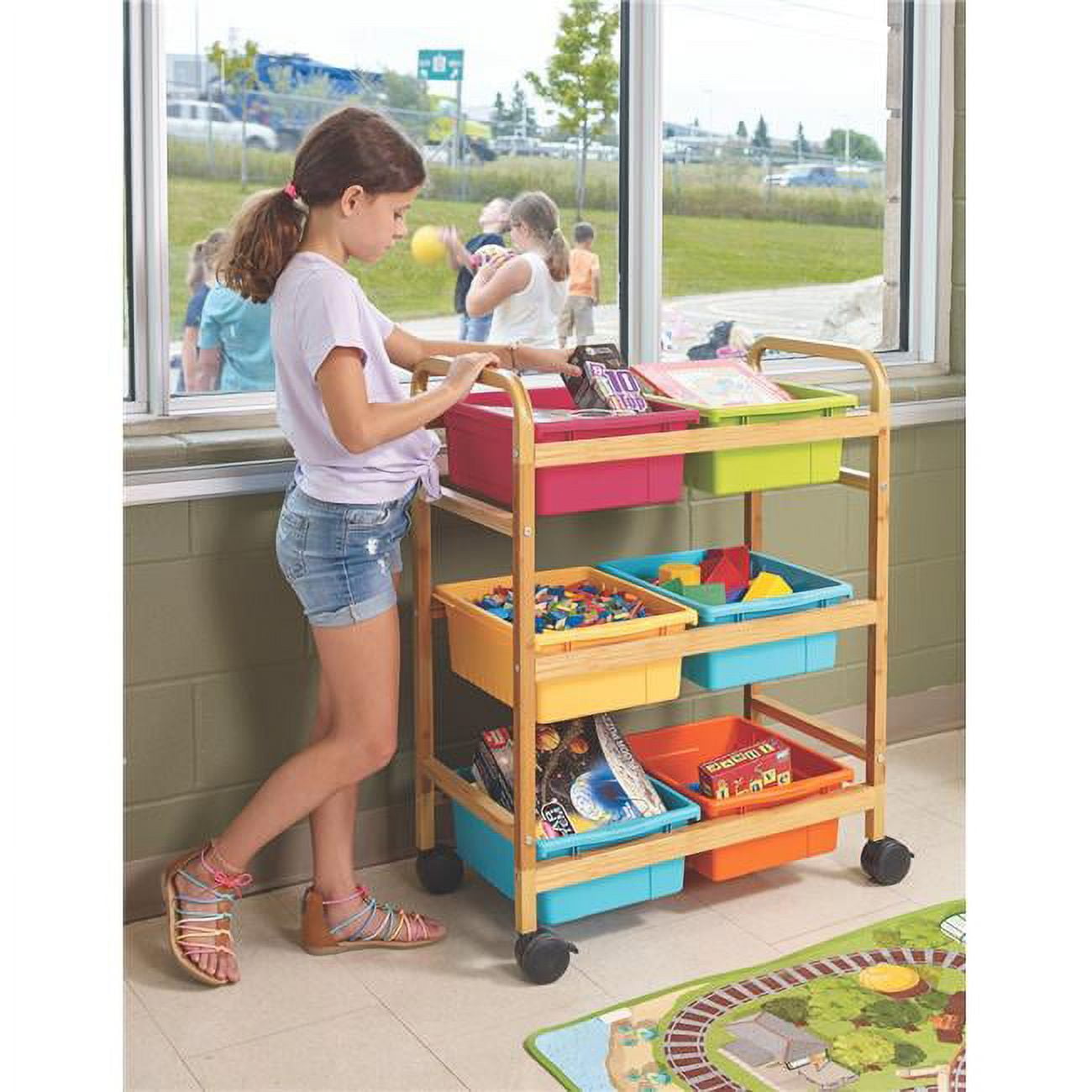Copernicus Bamboo Book Brower Cart with Nine Tubs - Walmart.com