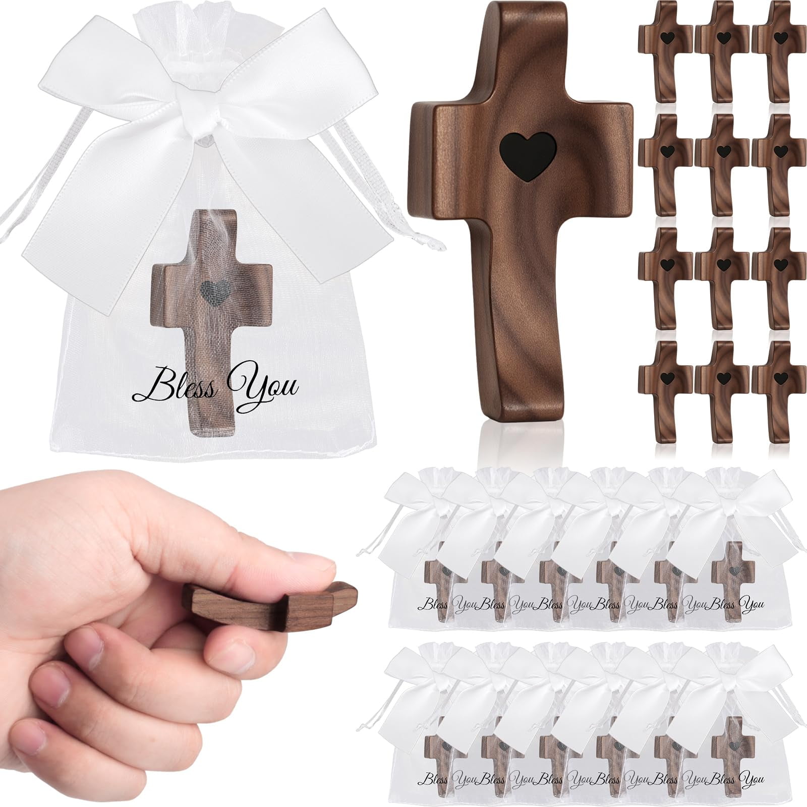 Cophile Cross My Heart Wooden Cross Fidget with Bags, Small Pocket ...