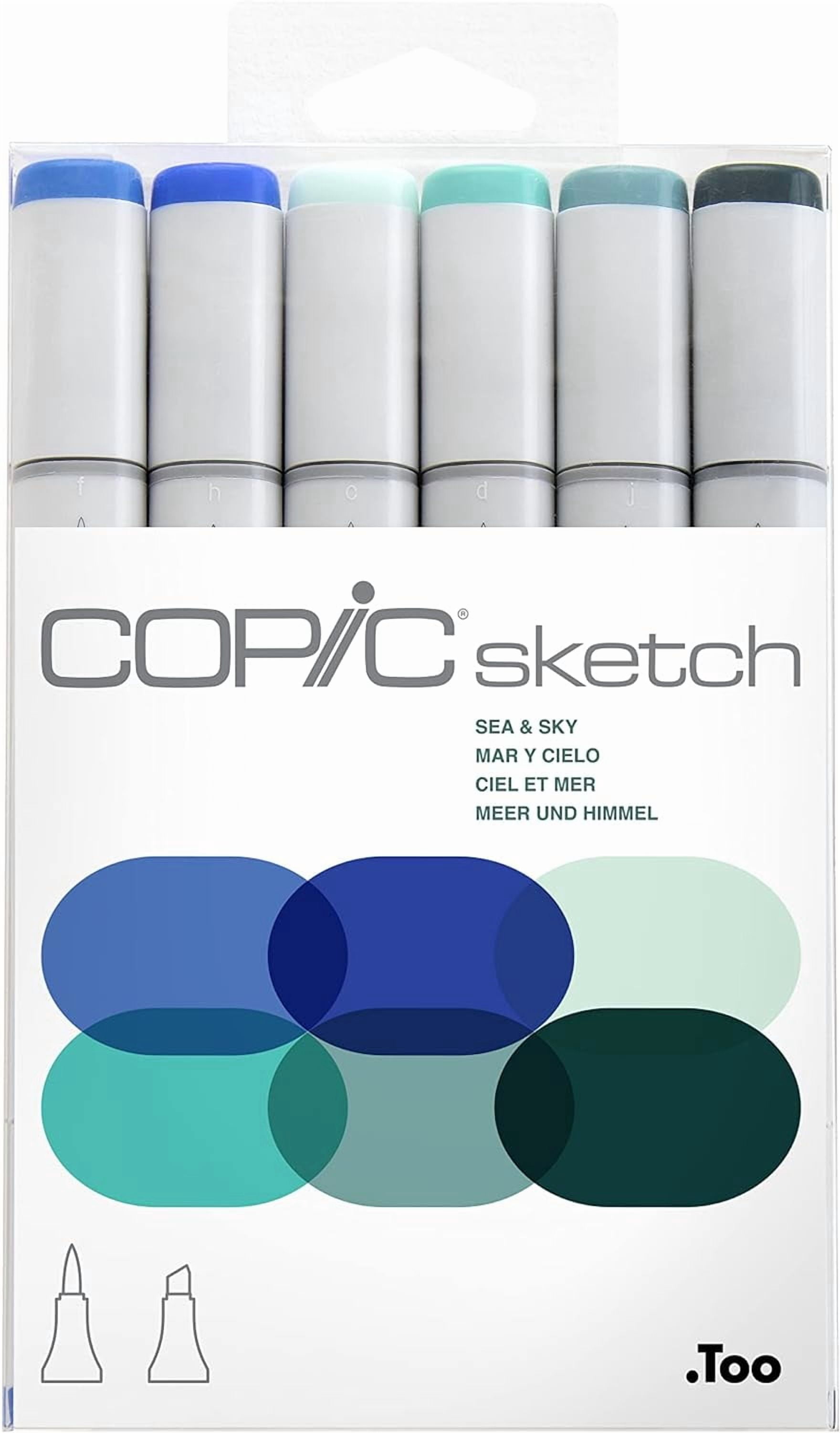 Copic Sketch Alcohol Markers, 6 Color Dual Tip Art Marker Set ...