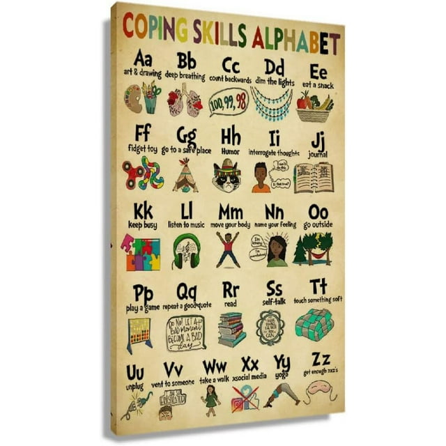 Coping Skill Alphabet Quotes Wall Art Modern Knowledge Chart Poster ...