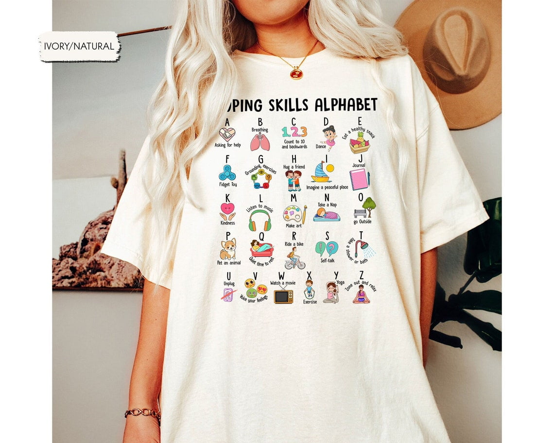 Coping Skill Alphabet Shirt, Slp Sped Teacher Shirt, School Counselor Shirt, Psychologist Shirt ...