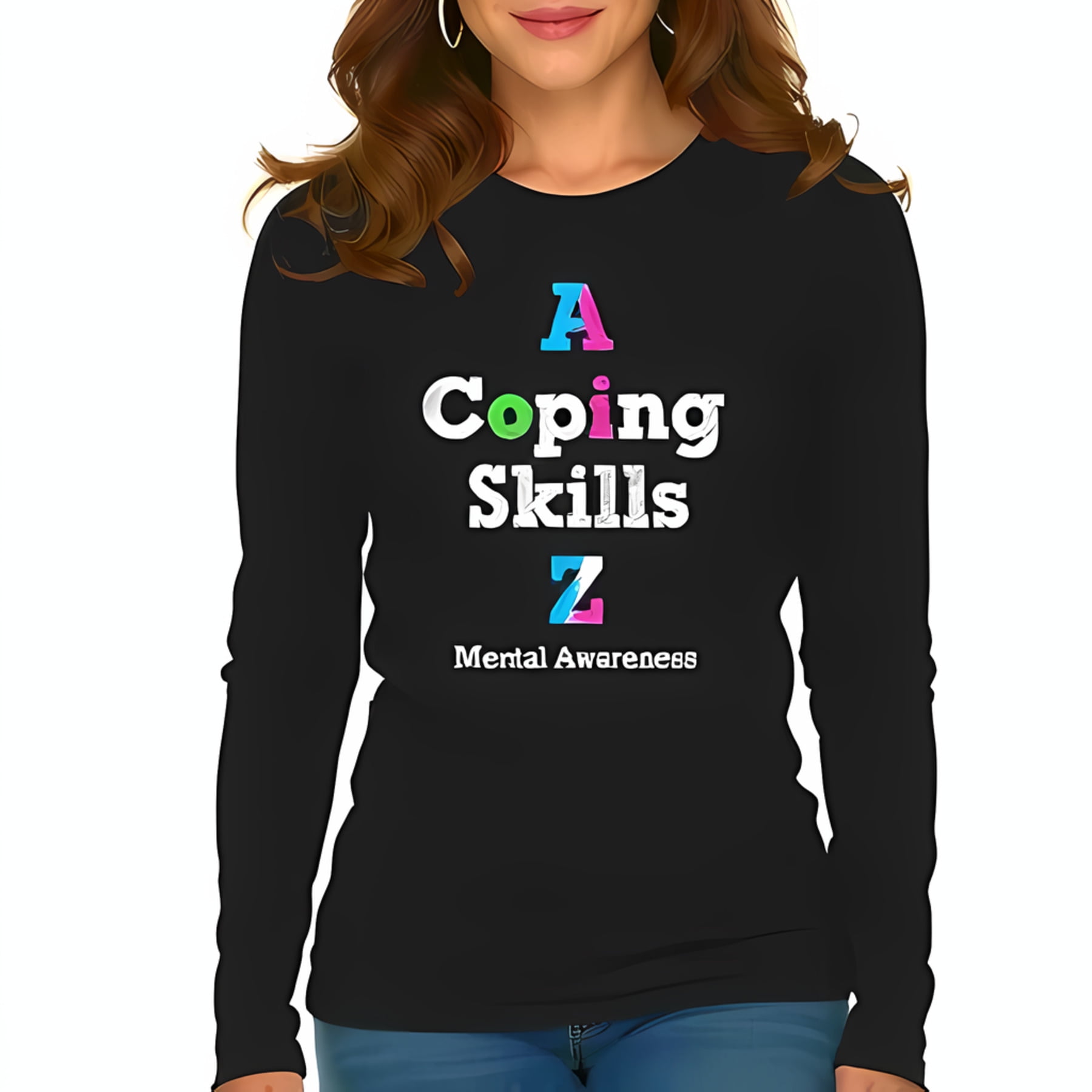 Coping Skills A to Z Long Sleeve T-Shirt for Men & Women - Colorful ...