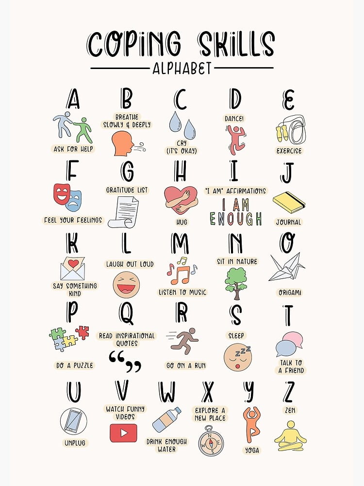Coping Skills Alphabet Canvas Poster Decor Landscape Office Room Decor ...