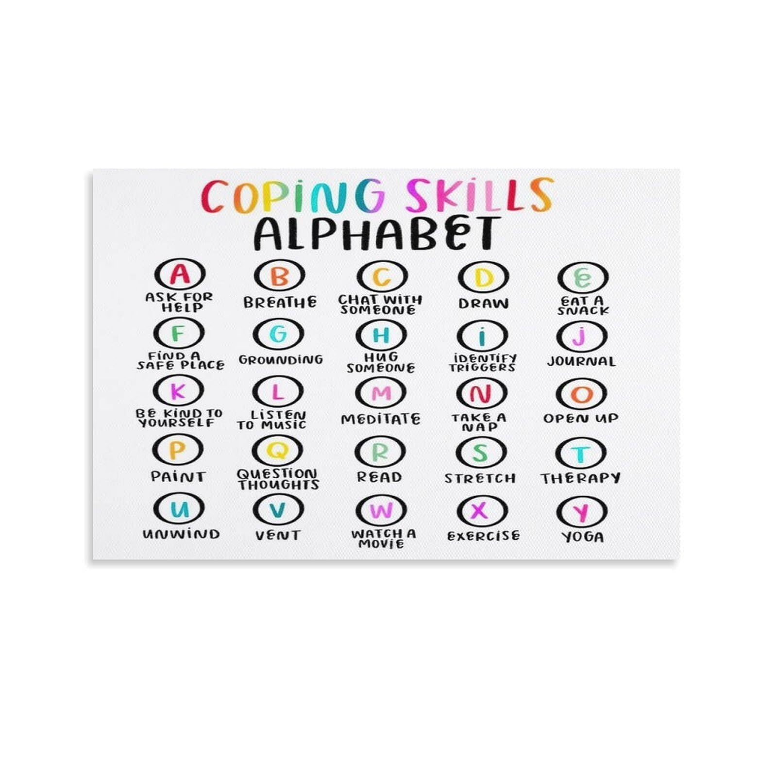 Coping Skills Alphabet Poster Canvas Wall Art Posters For Room ...