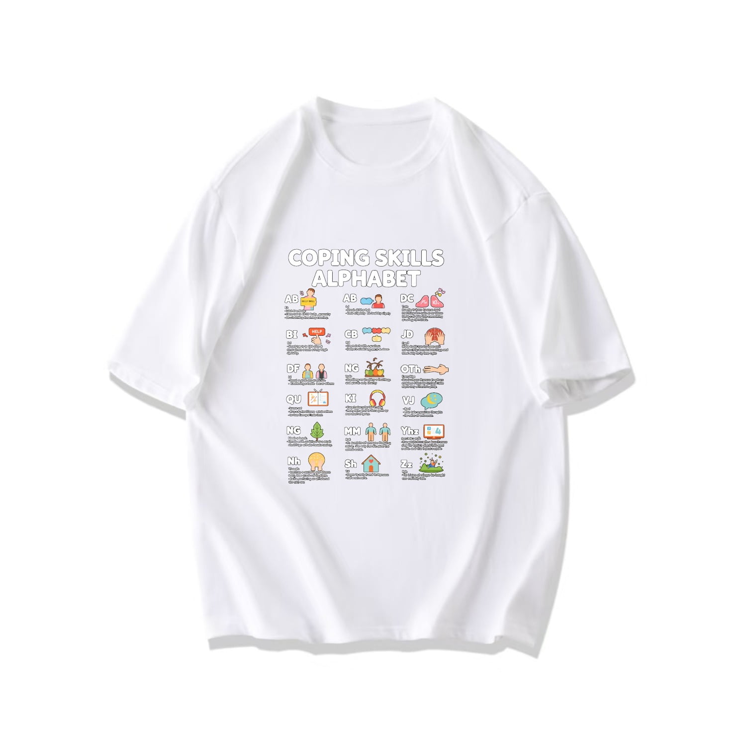 Coping Skills Alphabet T Shirt Black Mental Health Awareness ...