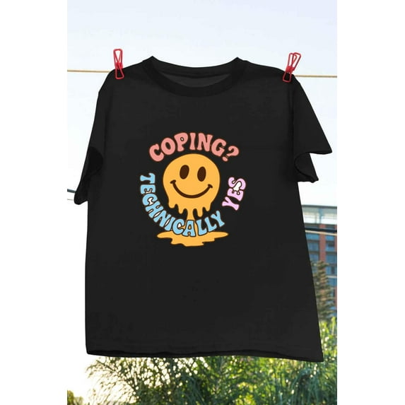 Coping Technically Yes Melting Smiley Retro Mood T-Shirt up to 5XL ...