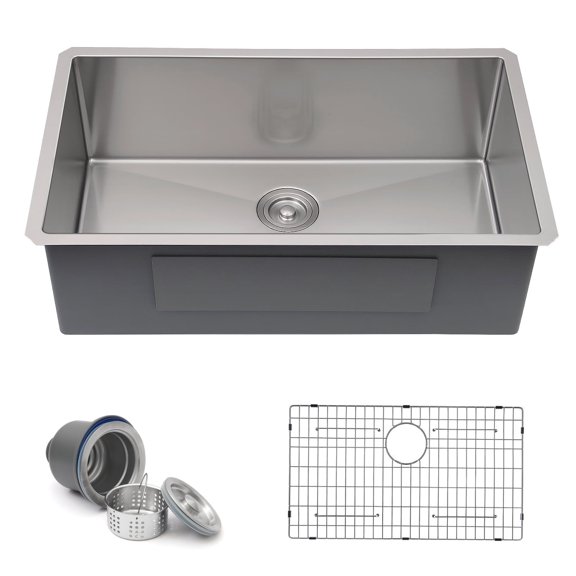 Ruvati USA RVH7417 36 in. Low-Divide Undermount 60-40 Double Bowl 16 ...
