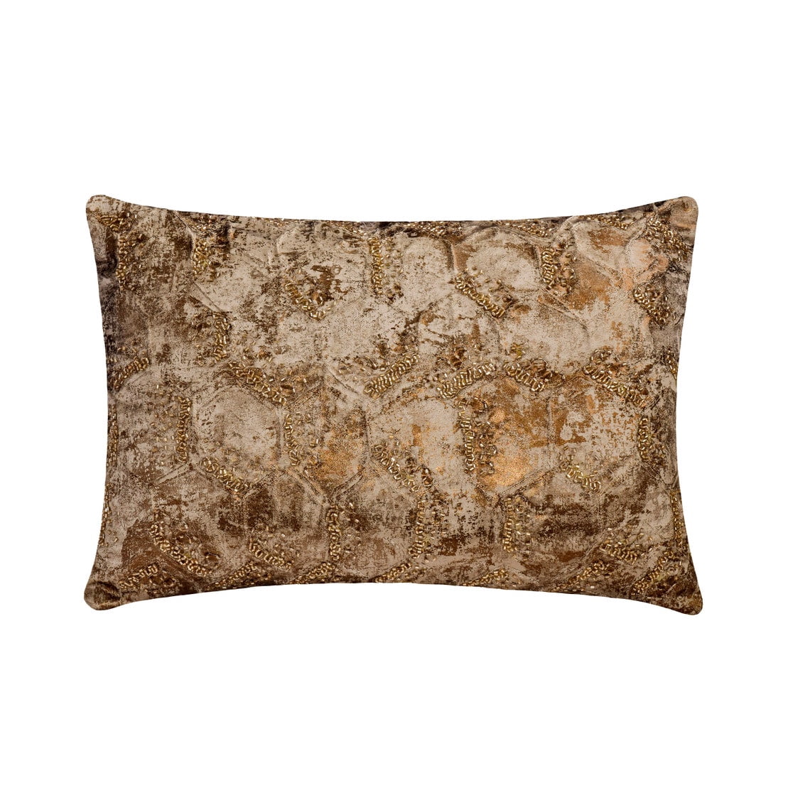Copper 12"x16" (30x40 cm) Lumbar Pillow Cover, Jacquard Foil & Beaded ...