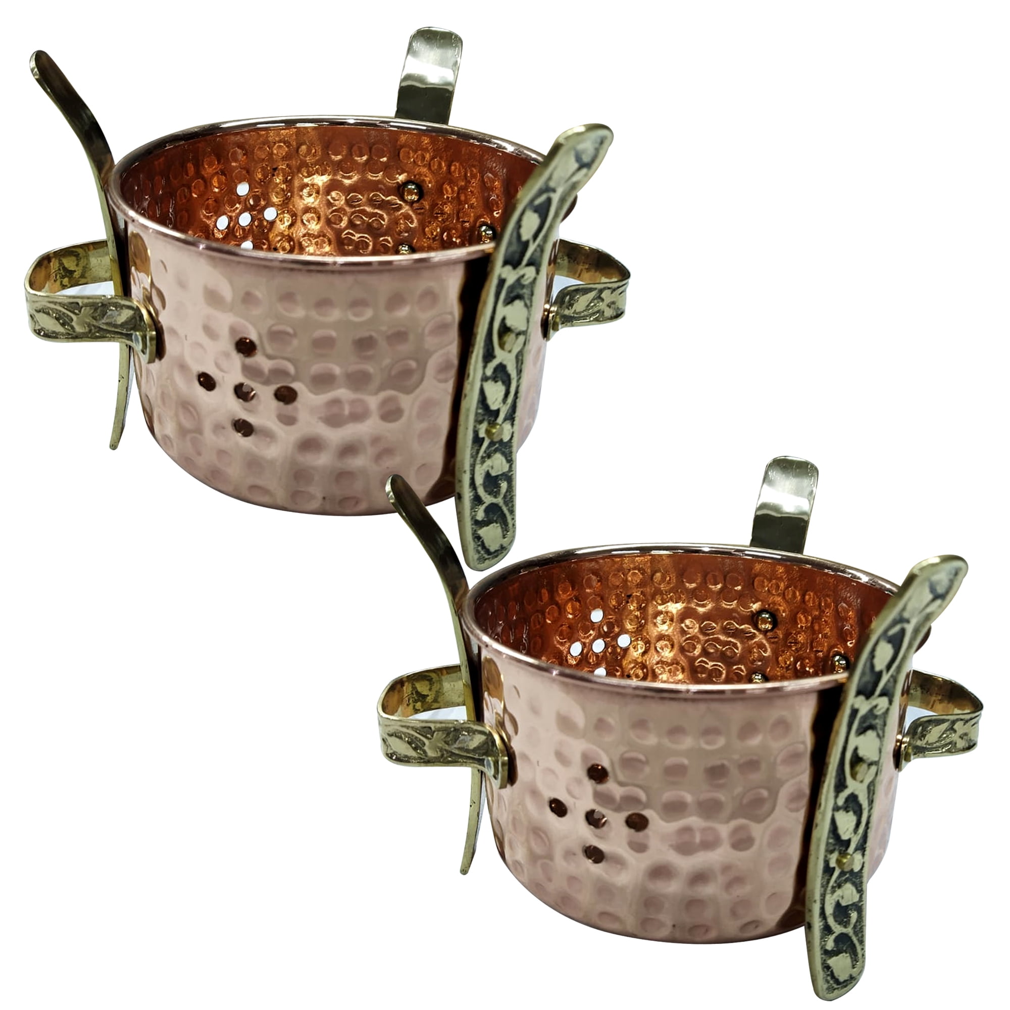 Copper Angithi/Sigdi with Brass Handles & Stand, Food Warmer for Home ...