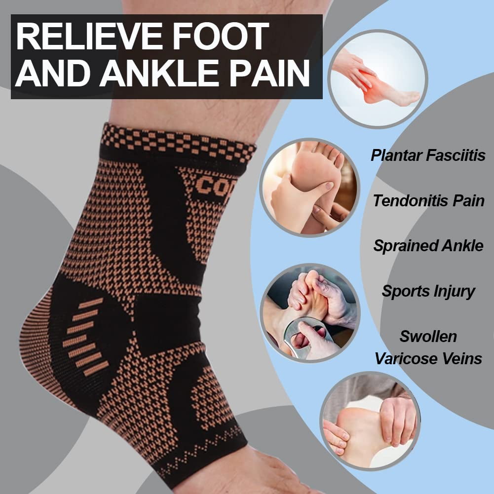 FOAUUH Copper Ankle Brace, Copper Infused Compression Sleeve, Elastic ...