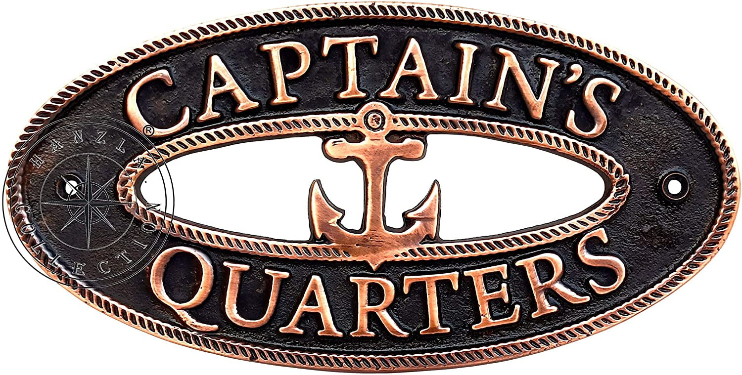 Copper Antique Finish Captain's Quarters Sign Nautical Brass Wall ...