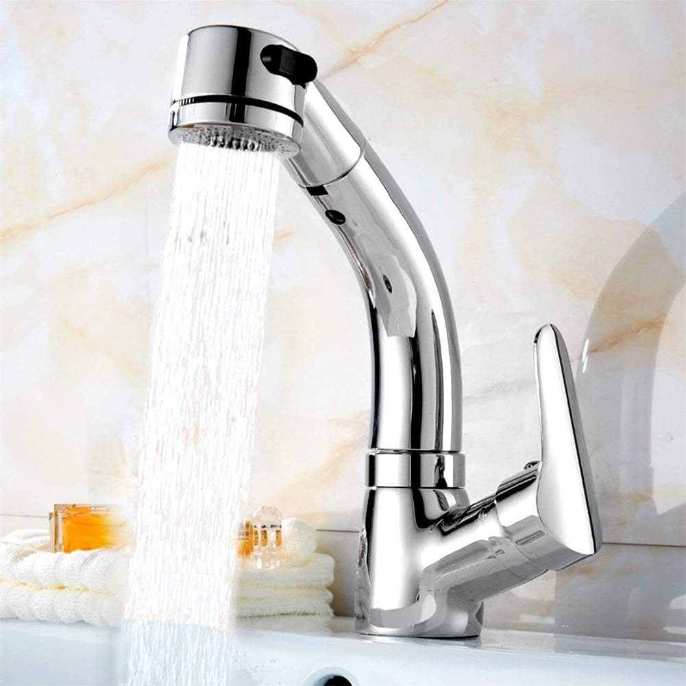 Copper Bathroom Sink Faucet Lift and Pull One-Handle Kitchen Water-Tap ...