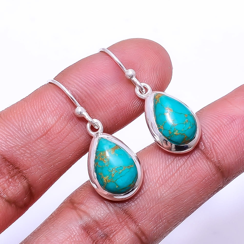 Copper Blue Turquoise 925 Sterling Silver Earring 1.17" E_9508_347_83 ...