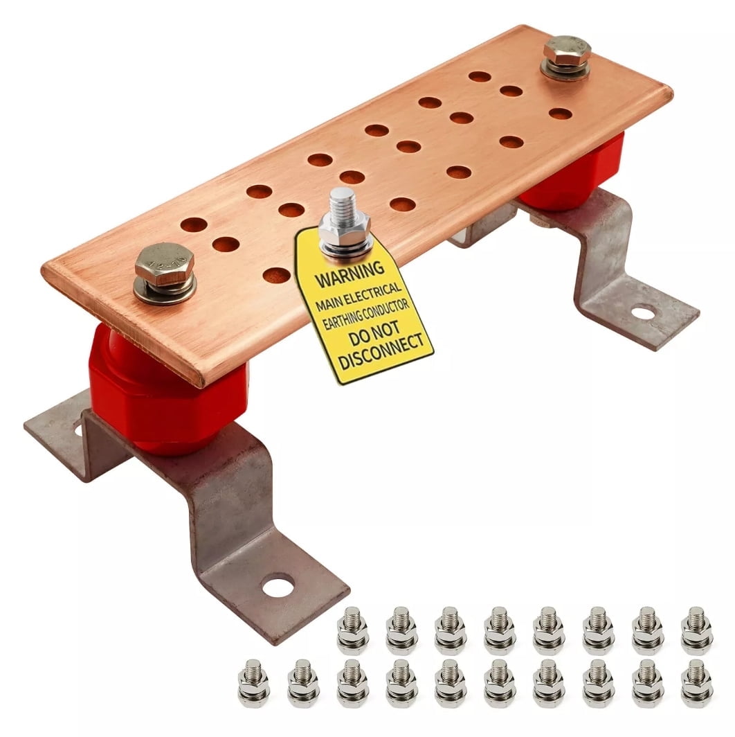 Copper Bus Bar Ground Bus Bar, 10" 1500A Copper Grounding Bar Kit ...