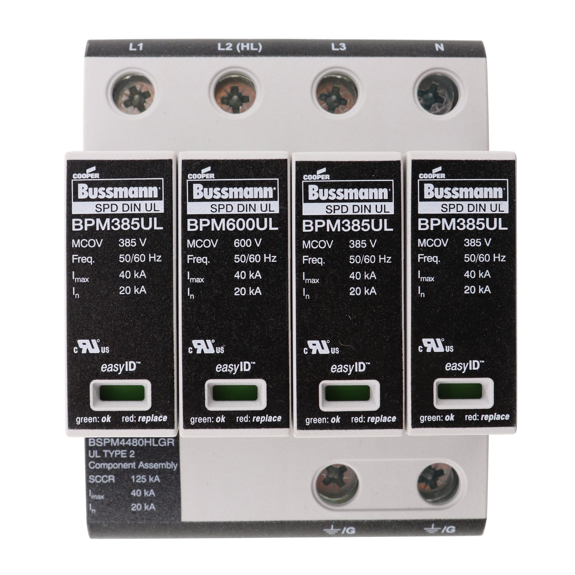 Copper Bussmann BSPM4480HLGR SPD Surge Suppressor Module, 4-Pole, 125kA ...