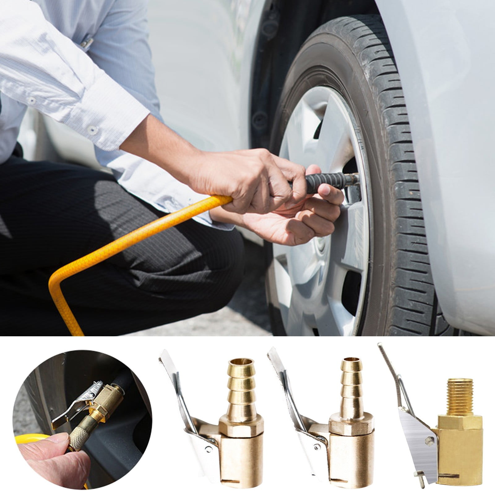 Copper Car Tire Inflator Nozzle Adapter | Quick-Connect Pressure Relief ...