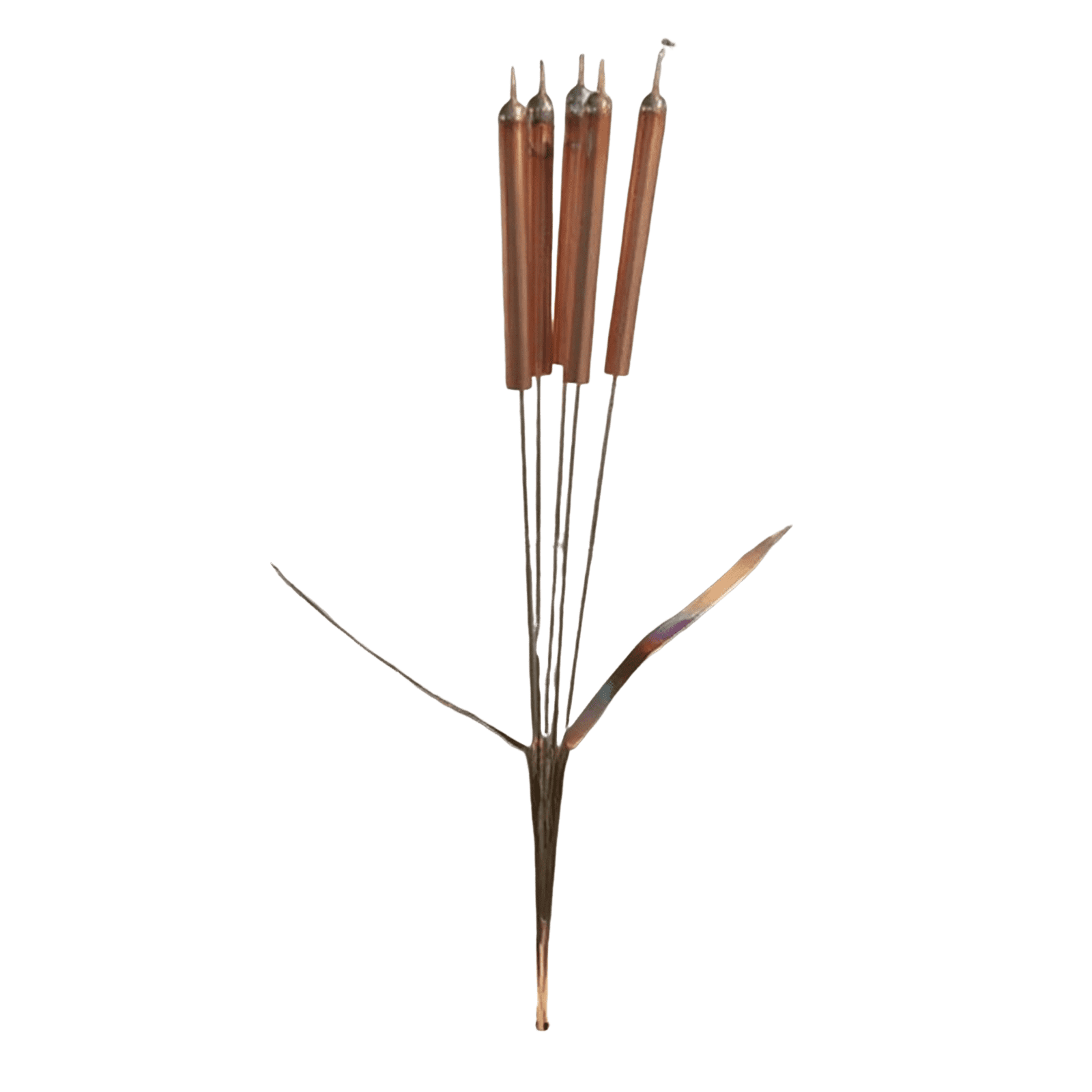 Copper Cattail Wind Chime Garden Art, Large Metal Simulation Craft for ...
