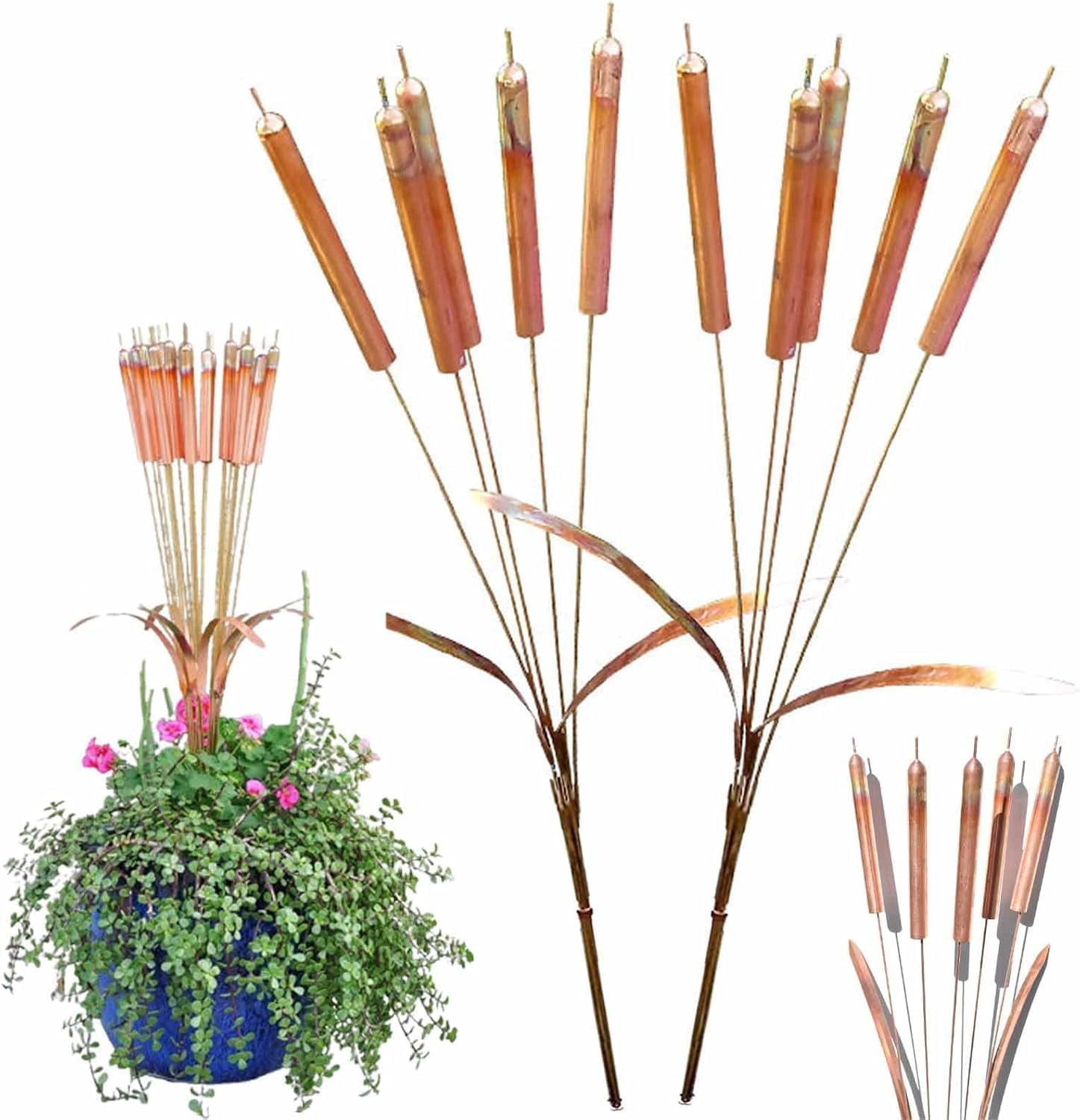 Copper Cattail Wind Chimes, 3FT Unique Handcrafted Cattail Wind Chime ...