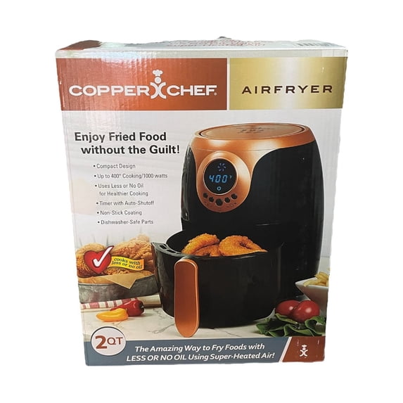 Copper Chef 2 Quart Power AirFryer - Guilt-Free Fried Food, Black and ...