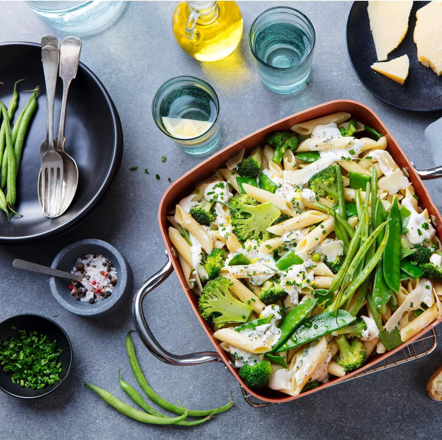 Copper Chef Cookware Set, 5 Pcs Non Stick Deep Frying Pan, Fry Basket ...