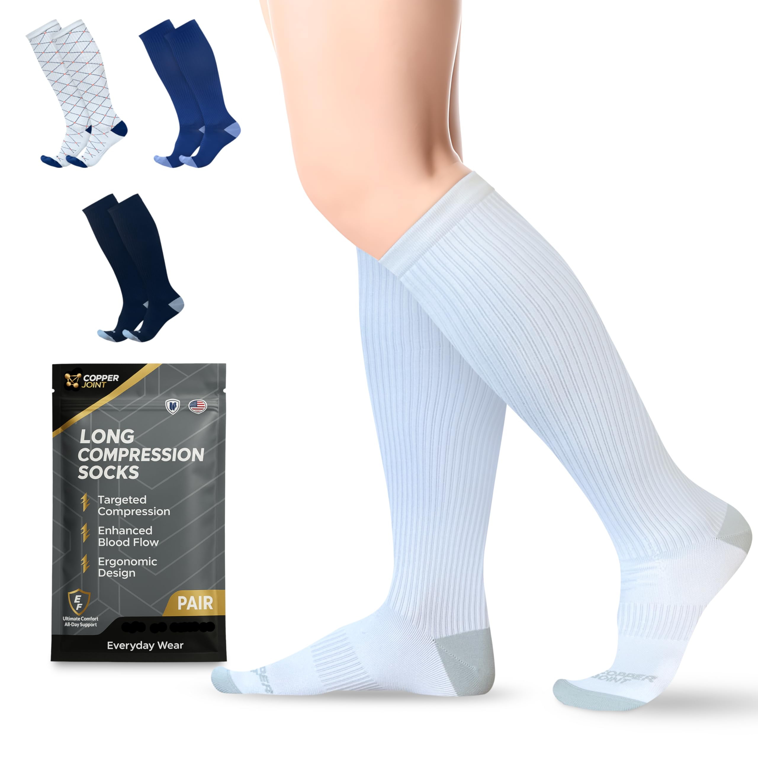 Copper Compression Socks for Men & Women (15–20 mmHg) – Knee High ...