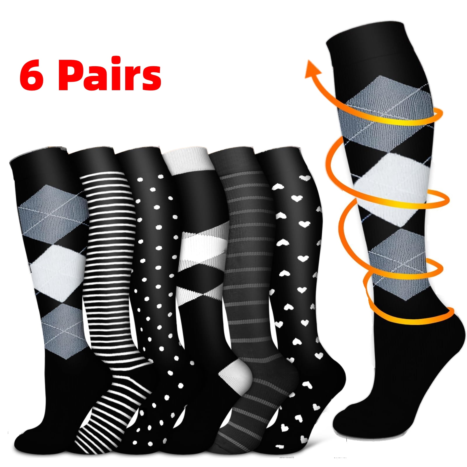 Copper Compression Socks for Women & Men (6 pairs) - All-Day Comfort ...