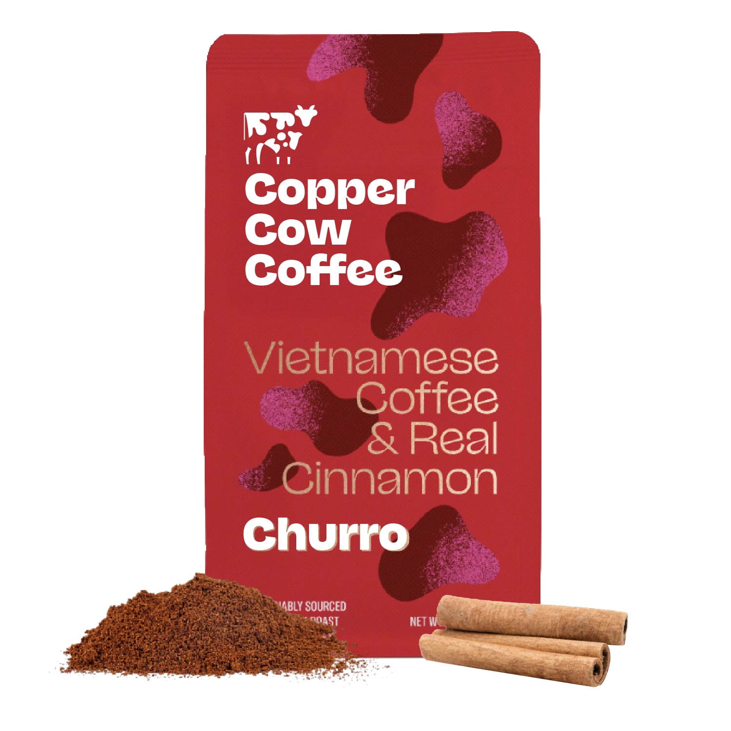 Copper Cow Vietnamese Ground Coffee 10 OZ Dark Roast with Real Cinnamon ...