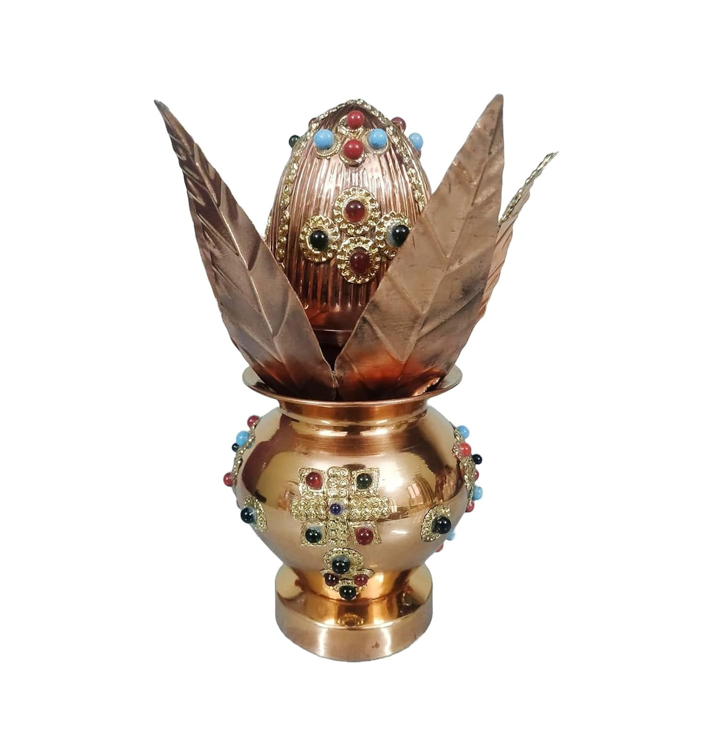 Copper Crafts Pure Copper Mangal Kalash Set Puja Kalash Set in ...